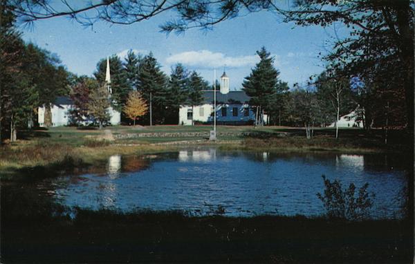Hill Village Bible Church, Pond from Rt. 3a New Hampshire Postcard