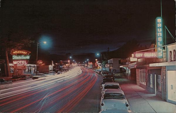 Main Street at Night Ruidoso, NM Postcard