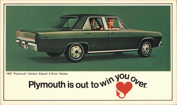 1967 Plymouth Valiant Signet Cars Postcard