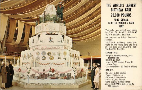The World's Largest Birthday Cake Seattle, WA Postcard