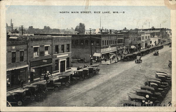 North Main Street Rice Lake, WI Postcard