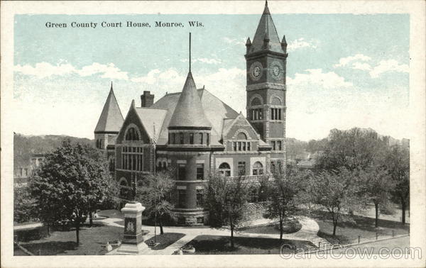 Green County Court House Monroe, WI Postcard