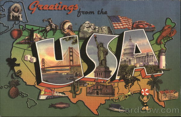 Greetings from the USA Large Letter Postcard