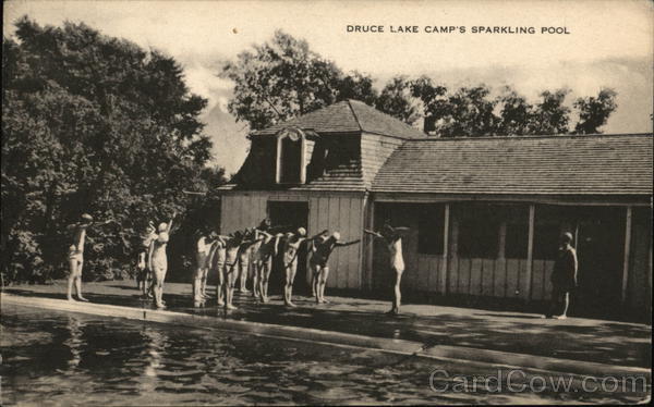 Druce Lake Camp's Sparkling Pool Illinois Postcard