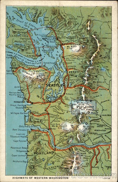 Highways of Western Washington Postcard