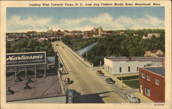 Looking West Towards Fargo Moorhead, MN Postcard