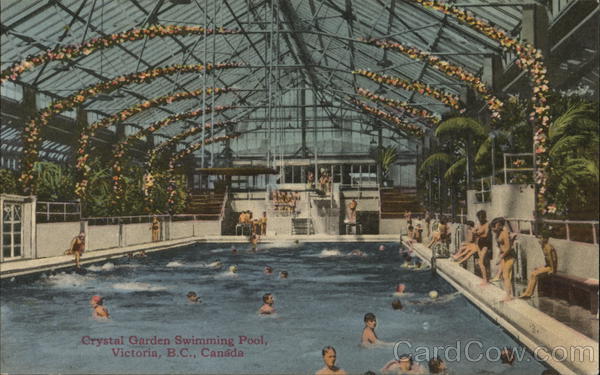 Crystal Garden Swimming Pool Victoria, BC Canada British Columbia Postcard