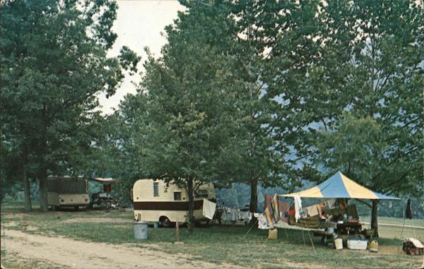 Camping Above Bush Dam Leidy, PA Postcard
