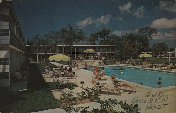 The Golden Host Motor Hotel Sarasota, FL Postcard