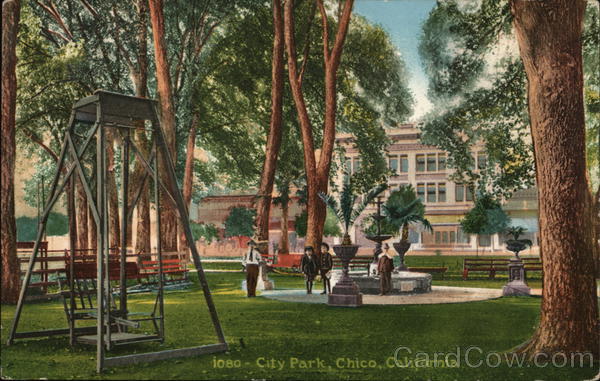 View of City Park Chico, CA Postcard