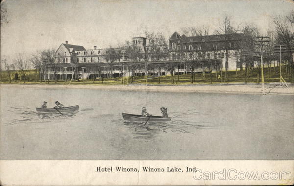 Hotel Winona Winona Lake, IN Postcard