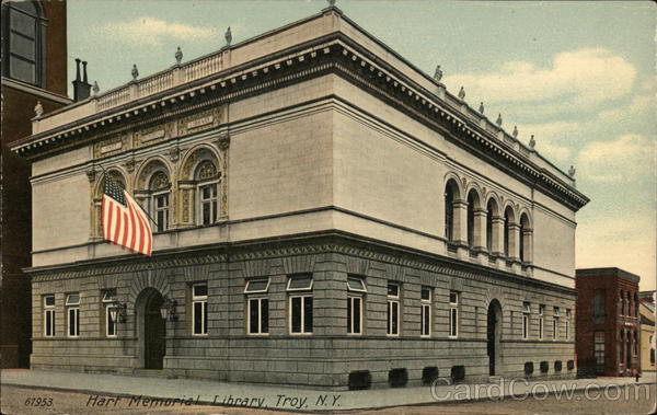 Hart Memorial Library Troy, NY Postcard