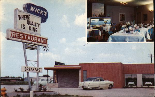 Wick's Restaurant & Dining Room Evansville, IN Postcard