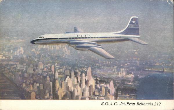 BOAC Jet Prop Britannia 312 Aircraft Postcard
