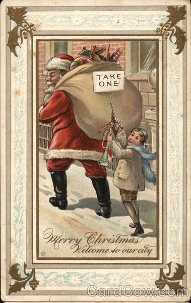 Merry Christmas Welcome to our City Santa Claus Postcard