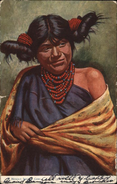 Moqui Indian Girl Native Americana Postcard