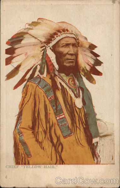 Chief "Yellow Hair" Native Americana Postcard