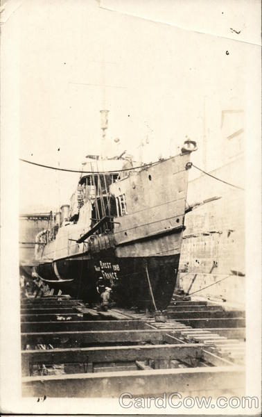 French Steamer in Drydock Steamers Postcard