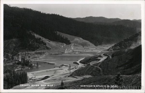 Trinity River Dam Site Weaverville, CA Postcard