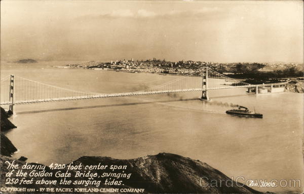 The Daring 4,200 Ft. Center Span of the Golden Gate Bridge San ...