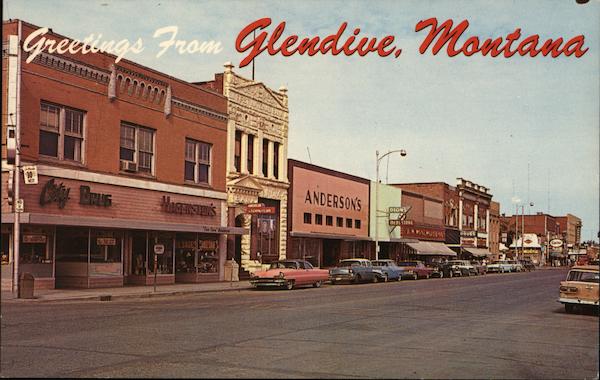 Downtown Glendive Montana Postcard