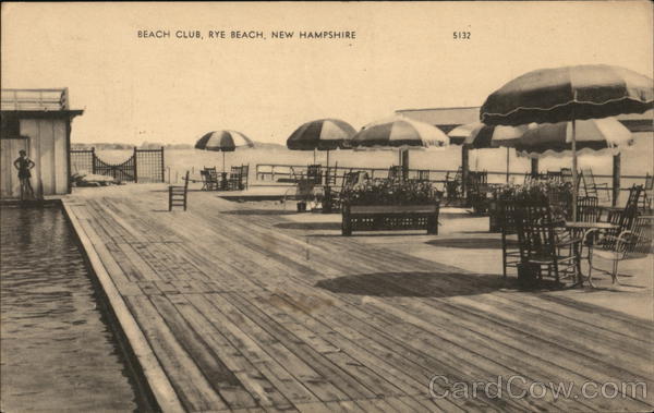 View of Beach Club Rye Beach, NH Postcard
