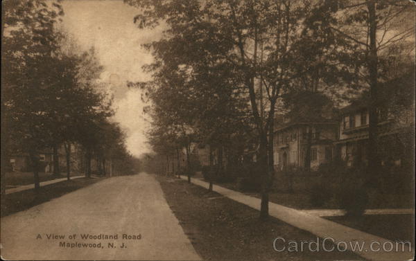 A View of Woodland Road Maplewood, NJ Postcard