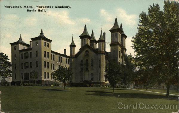Worcester Academy, Davis Hall Massachusetts Postcard