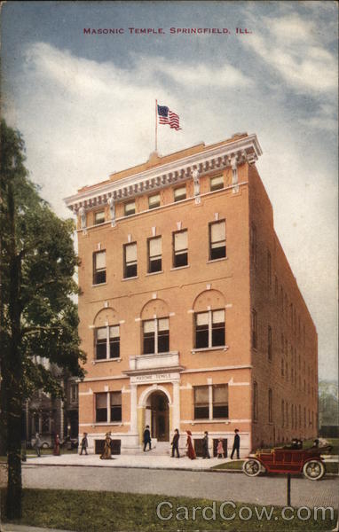 Masonic Temple Springfield, IL Postcard