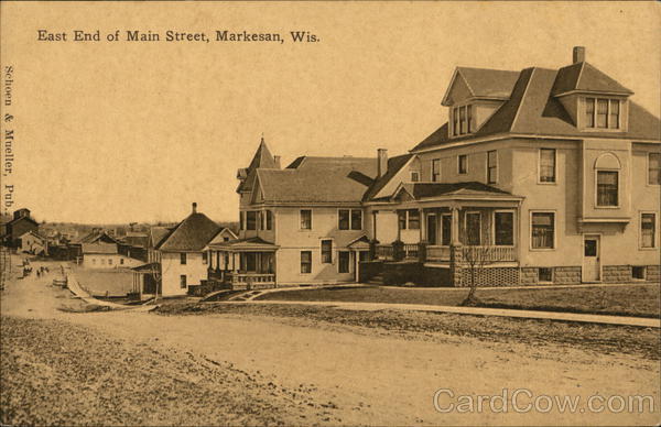 East End of Main Street Markesan, WI Postcard