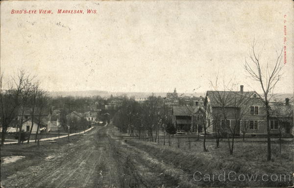 Bird's-Eye View of Town Markesan, WI Postcard