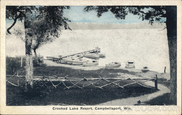 Crooked Lake Resort Campbellsport, WI Postcard