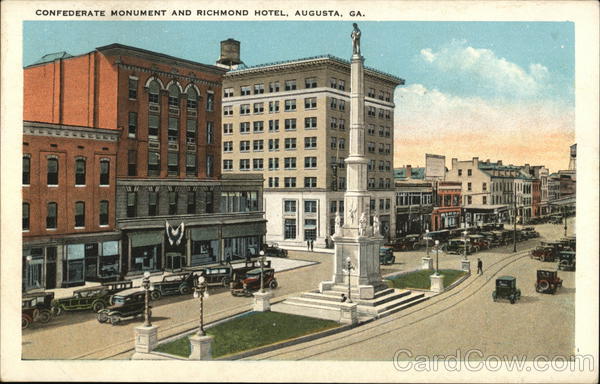 Confederate Monument and Richmond Hotel Augusta, GA Postcard