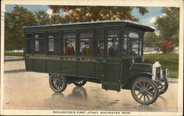 City's First Jitney Rochester, MN Postcard