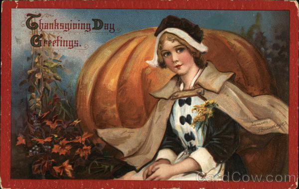 Thanksgiving Day Greetings Women Postcard