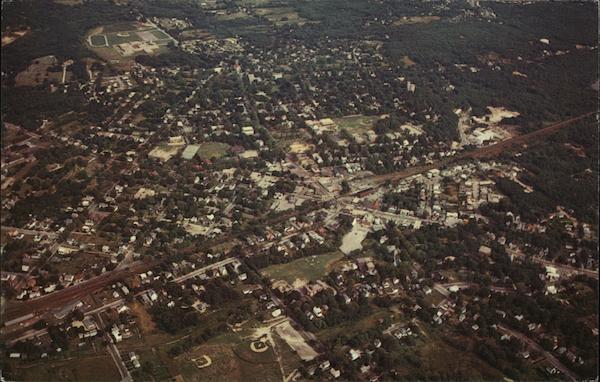 Aerial View of Town Franklin, MA Postcard