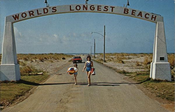 World's Longest Beach Sign Long Beach, WA Postcard