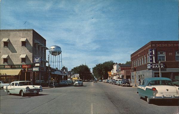 Looking West on 2nd Street & Hwy. 210 Aitkin, MN Postcard
