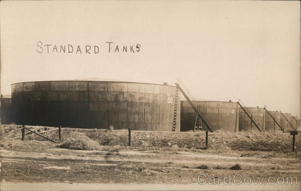 Standard Tanks Oil Wells Postcard