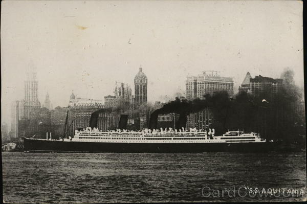 S.S. Aquitania Boats, Ships Postcard