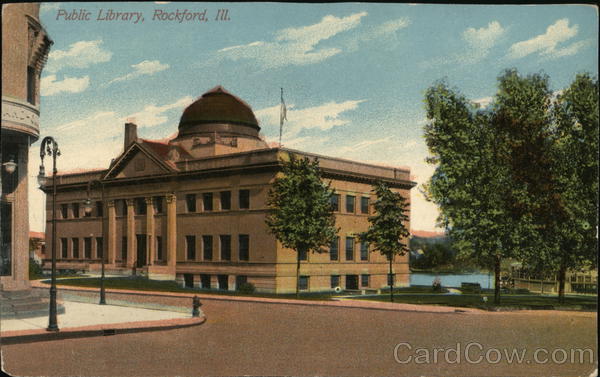 Public Library Rockford, IL Postcard
