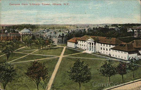 Campus from Library Tower Ithaca, NY Postcard