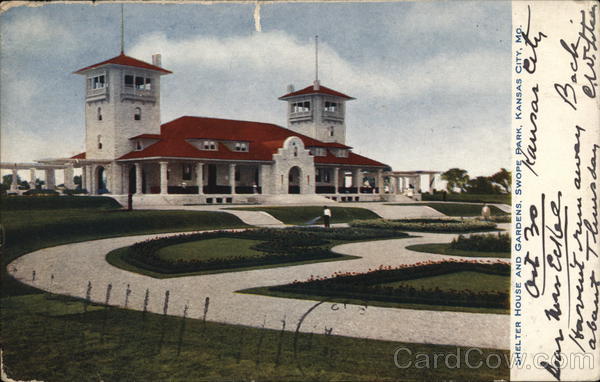 Swope Park - Shelter House and Gardens Kansas City, MO Postcard
