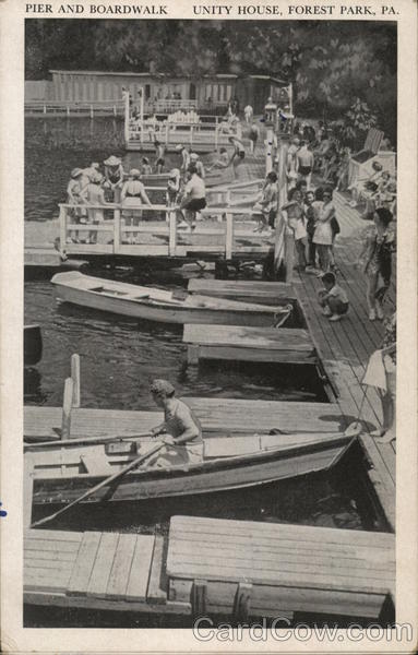 Pier and Boardwalk, Unity House Forest Park, PA Postcard