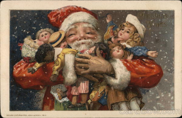 Santa's Arms are Full Angels Postcard