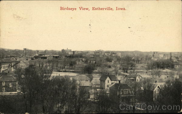 Birdseye View Estherville, IA Postcard