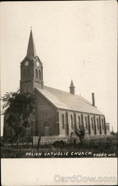 Polish Catholic Church Thorp, WI Postcard