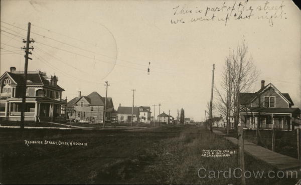 Residence Street Colby, WI Postcard