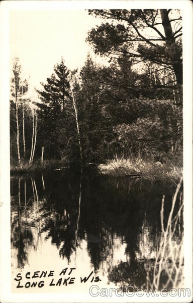 Scene at Long Lake Wisconsin Postcard