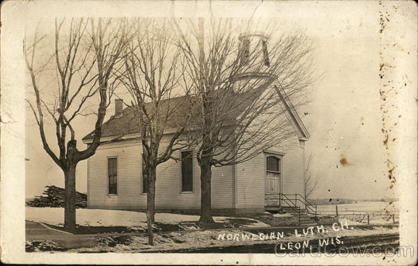 Norwegian Lutheran Church Leon, WI Postcard